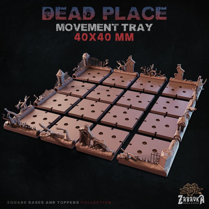 3D Printable Dead Place - Modular Movement Tray (40x40) by Zabavka Workshop